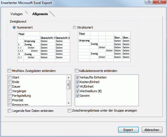 Exportieren zu Microsoft Excel