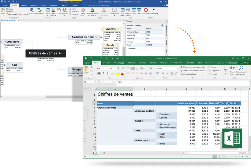 Fonctionnalités MindView